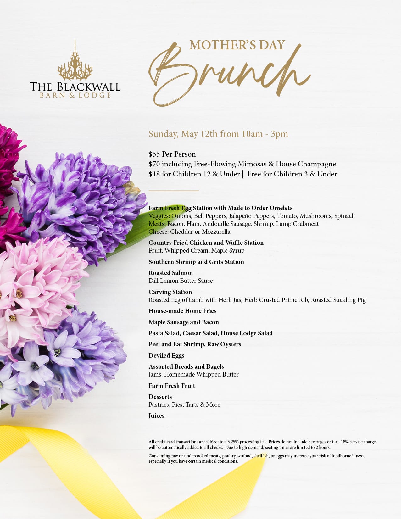 Mothers Day Brunch - Blackwall Barn & Lodge - Columbia MD