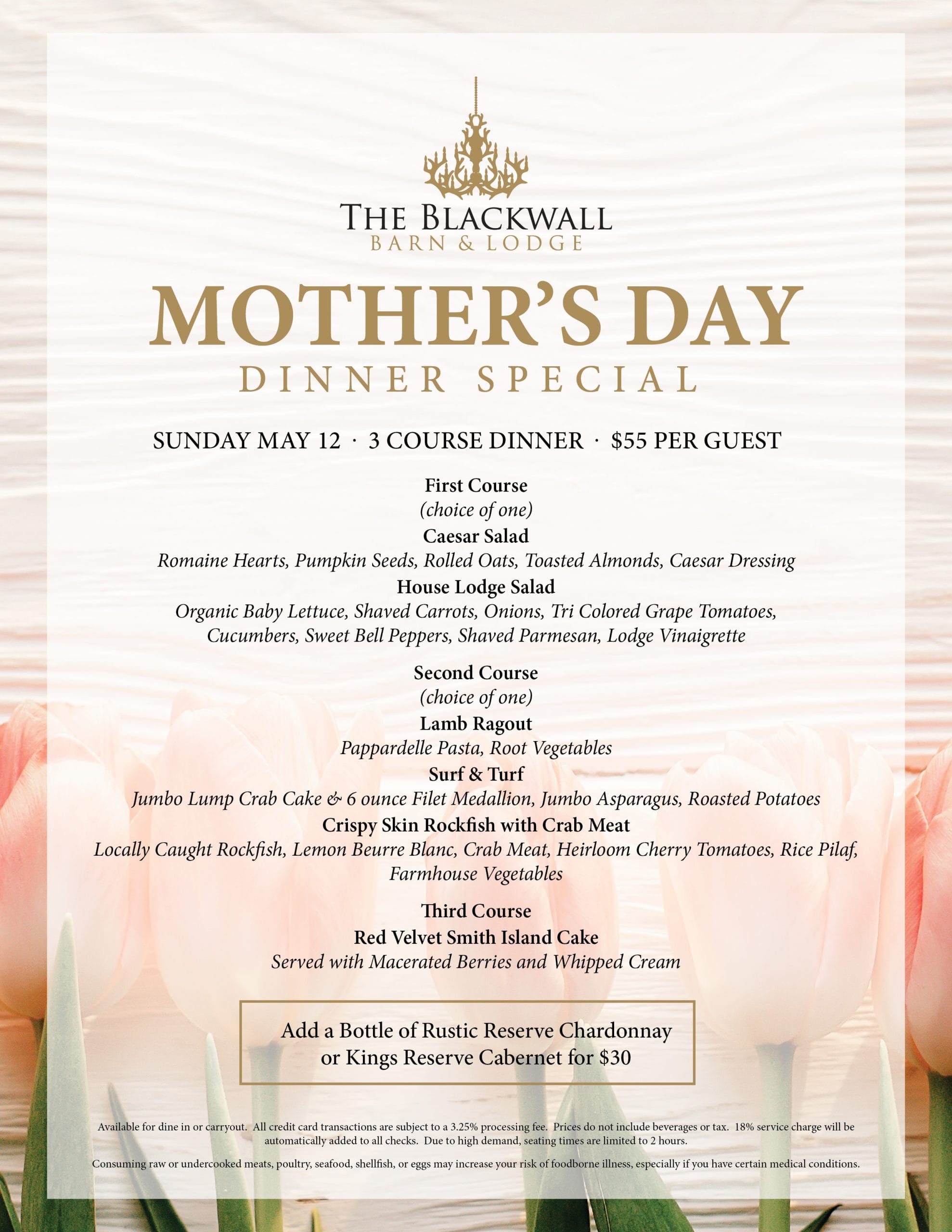 Mothers Day Dinner - Blackwall Barn & Lodge - Columbia MD
