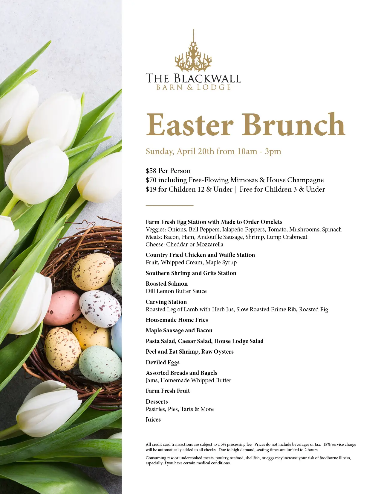 Easter Brunch - Blackwall Barn & Lodge - Columbia MD